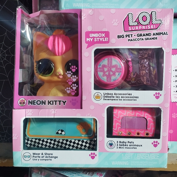 L.O.L. Surprise! | Toys | Lol Surprise Big Pet Neon Kitty With 5 ...